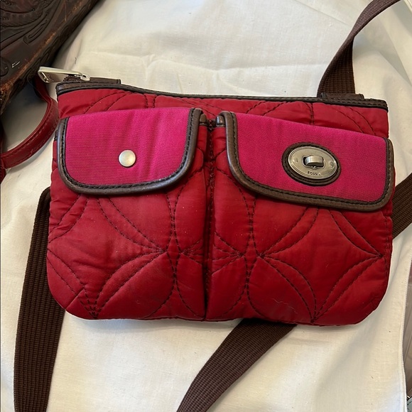 Fossil | Bags | Fossil Red Crossbody Bag With Quilted Design | Poshmark